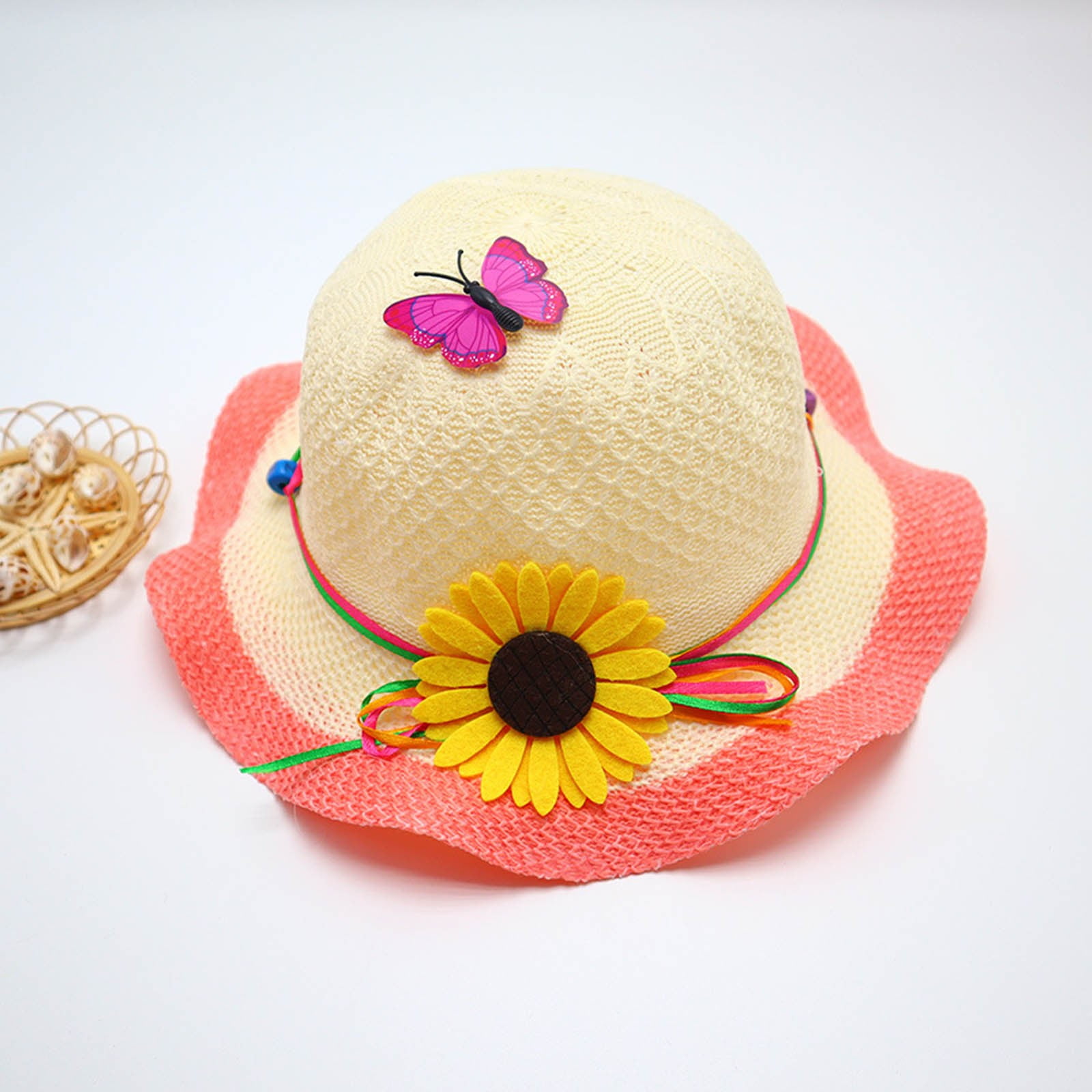 Children's Large Brimmed Summer Cute Sun Hat Outdoor Sunshade And Sun ...