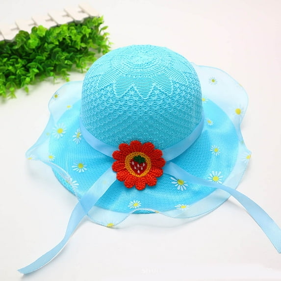 Children's Large Brimmed Summer Cute Sun Hat Outdoor Sunshade And Sun ...