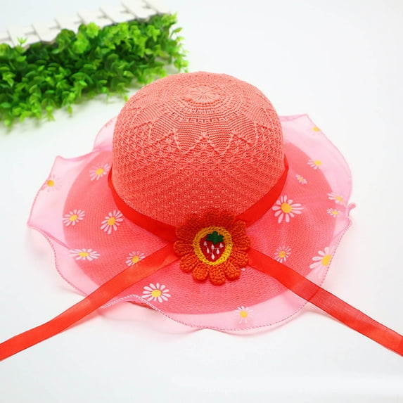 Children's Large Brimmed Summer Cute Sun Hat Outdoor Sunshade And Sun ...