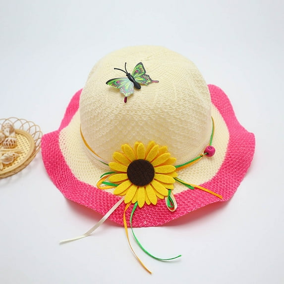 Children's Large Brimmed Summer Cute Sun Hat Outdoor Sunshade And Sun ...
