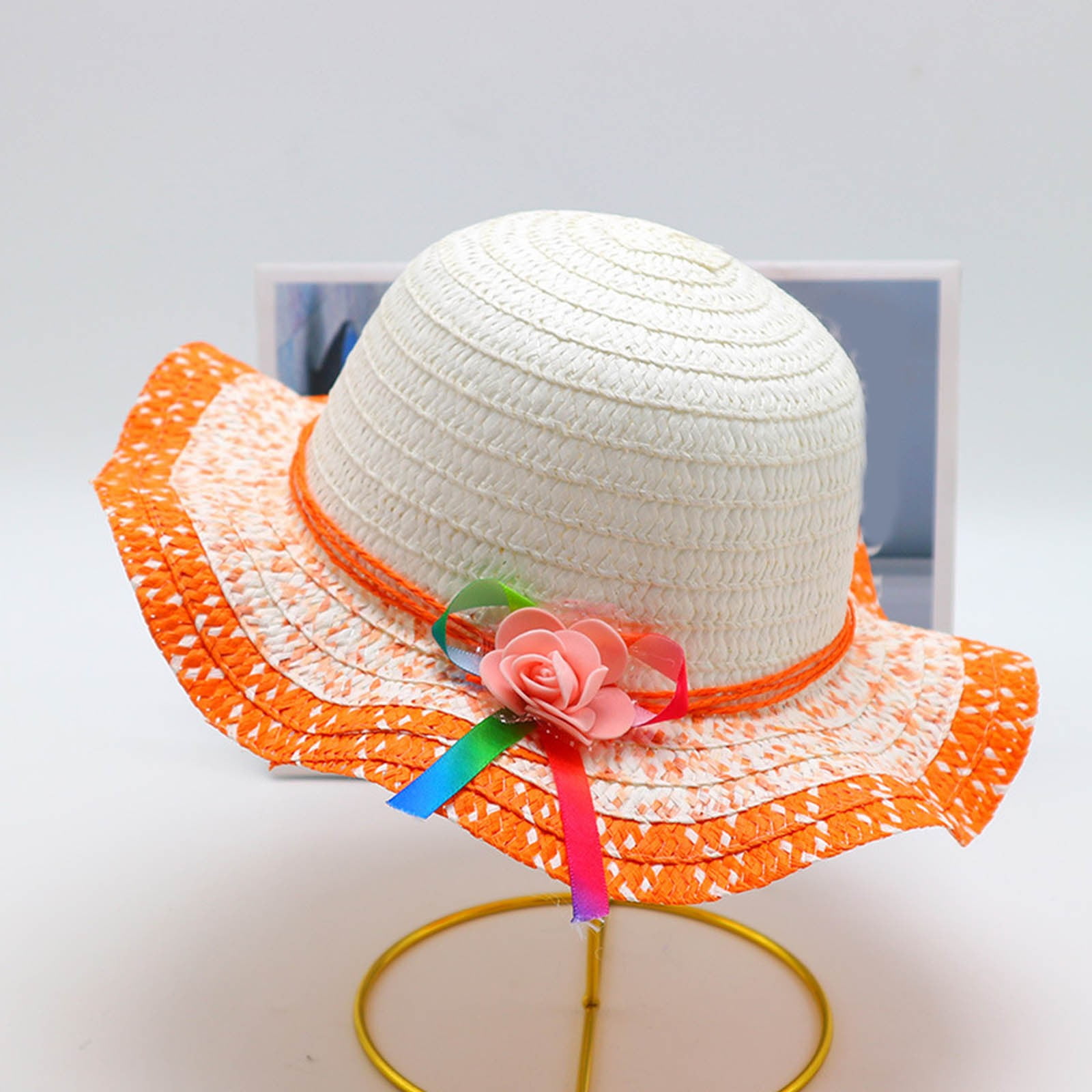 Children's Large Brimmed Summer Cute Sun Hat Outdoor Sunshade And Sun ...
