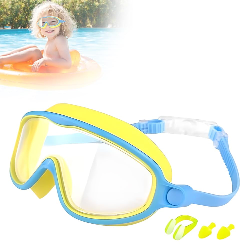 Children's Large Frame Waterproof and Anti Fog HD Swimming Goggles Kid ...