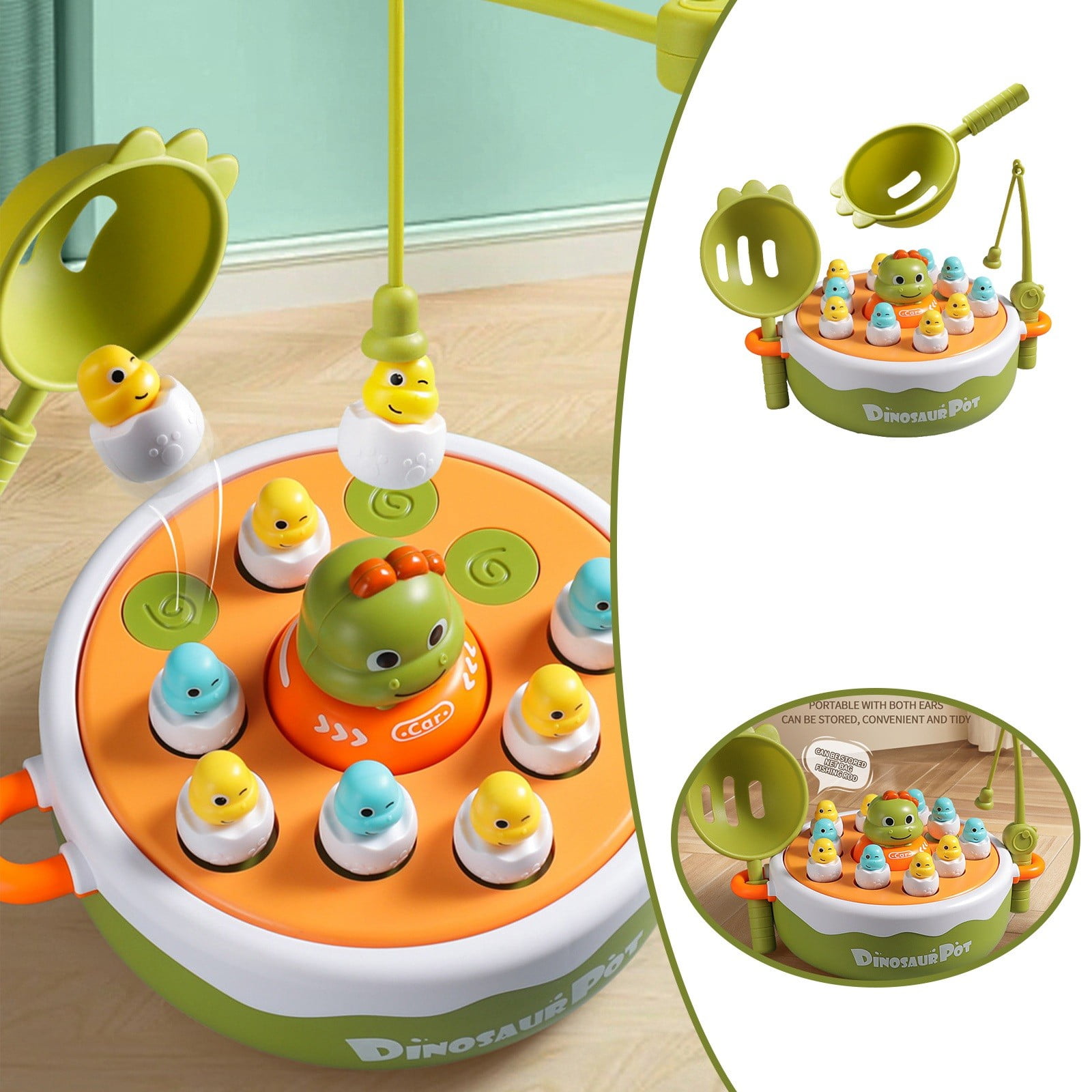 Children's Little Dinosaur Toys Bouncing Turntable Fishing Baby Parent ...