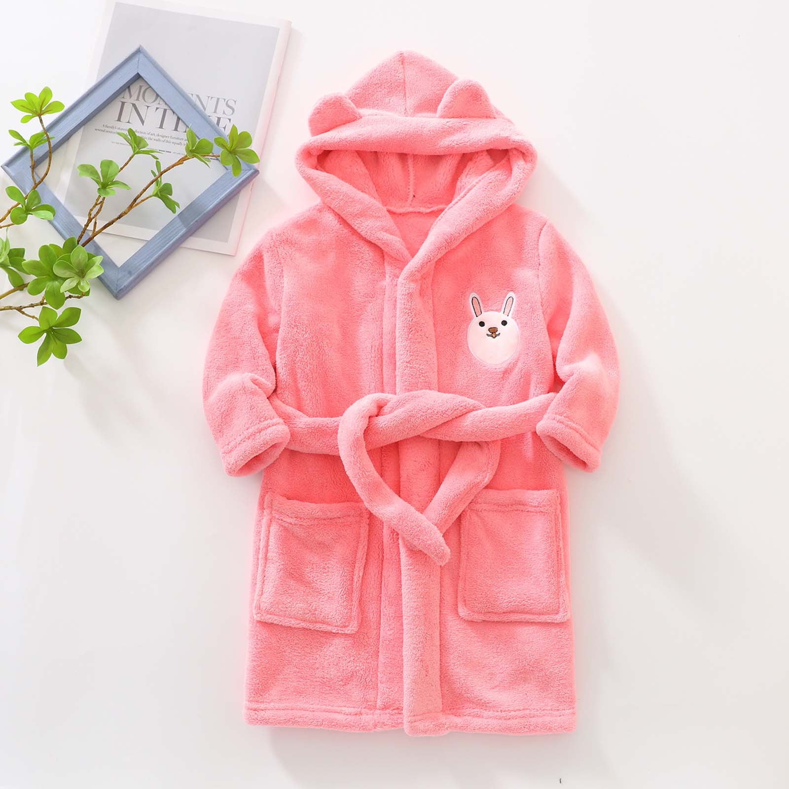 Children's Long Sleeved Facecloth Cartoon Rabbit Hooded Warm Robe ...