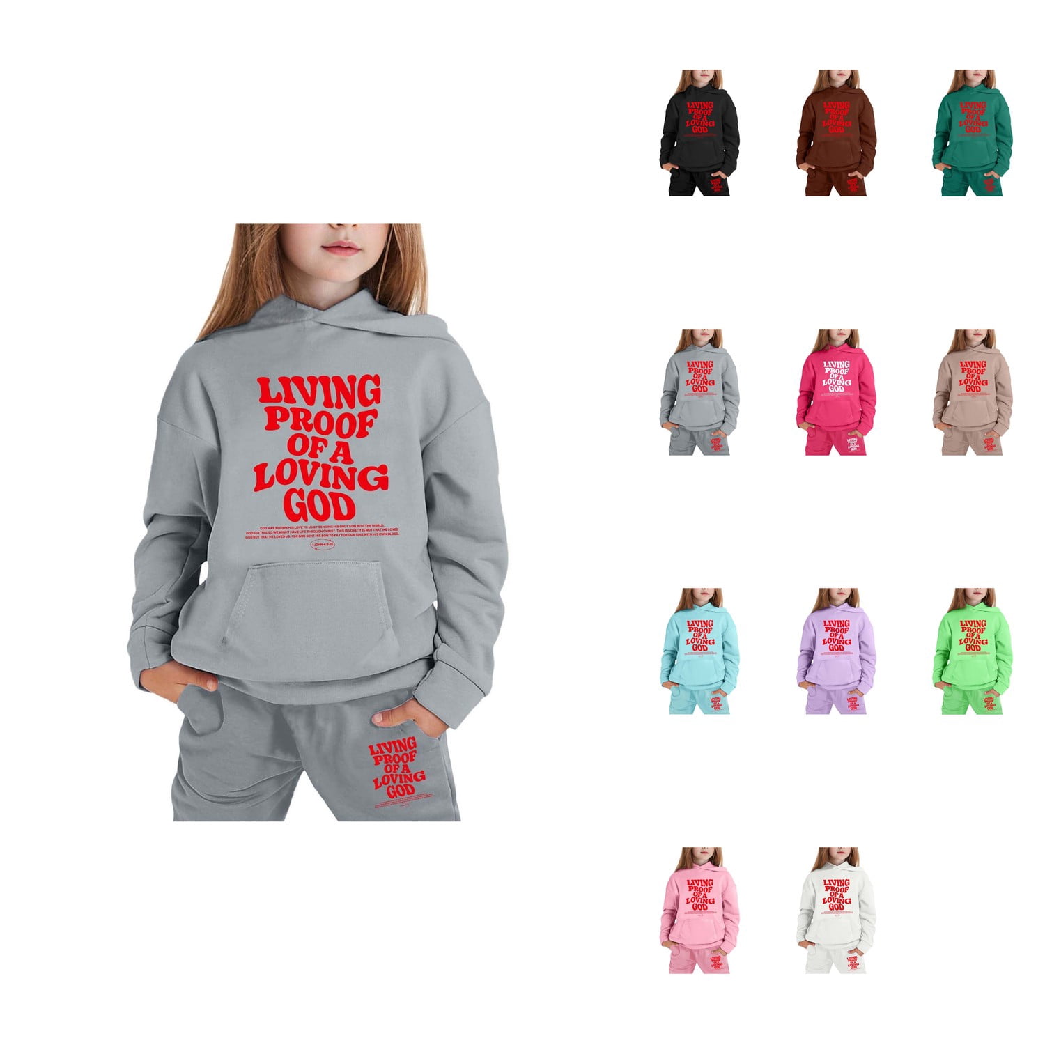Children's Long Sleeved Hooded Hoodie Set, Cartoon Pattern Print ...