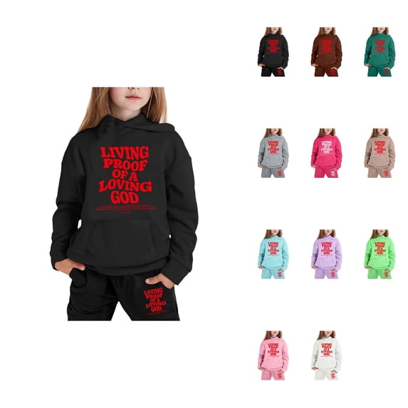 Children's Long Sleeved Hooded Hoodie Set, Cartoon Pattern Print ...
