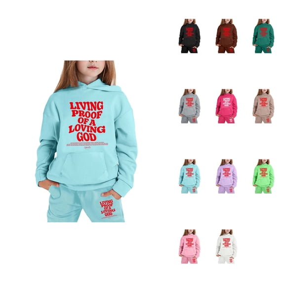 Children's Long Sleeved Hooded Hoodie Set, Cartoon Pattern Print ...