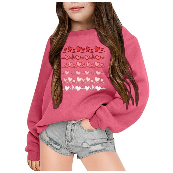 Children's Long Sleeved Hoodless Sweatshirts Valentine's Day Printed ...