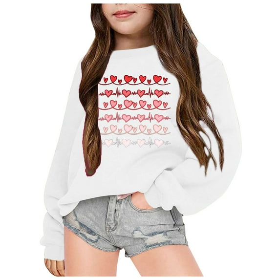 Children's Long Sleeved Hoodless Sweatshirts Valentine's Day Printed ...