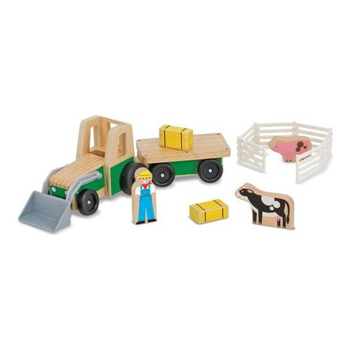 Melissa & Doug - Classic Wooden Farm Tractor Play Set - Walmart.com