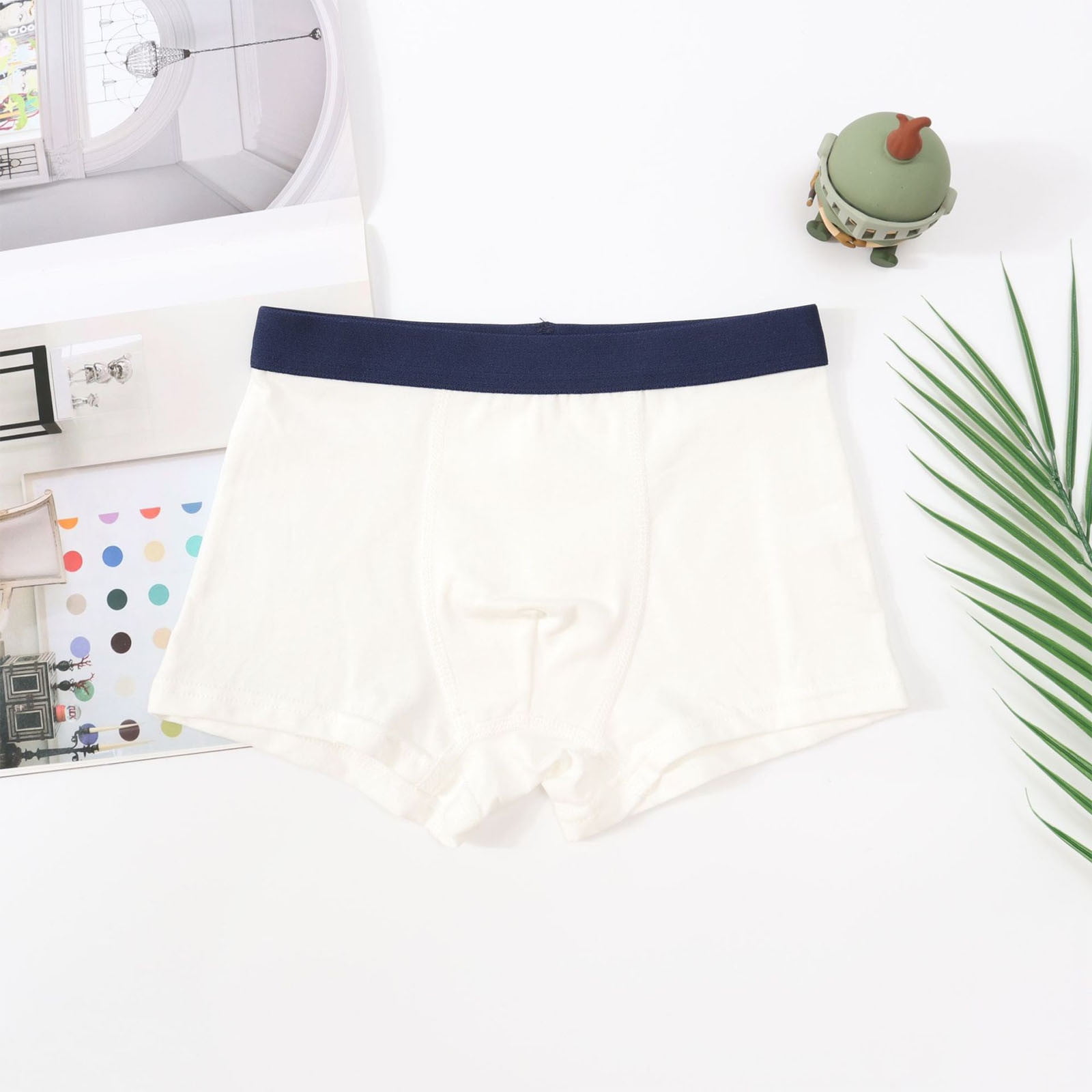 Children's Mid Waist Flat Angle Casual Solid Color Four Cornered Briefs ...
