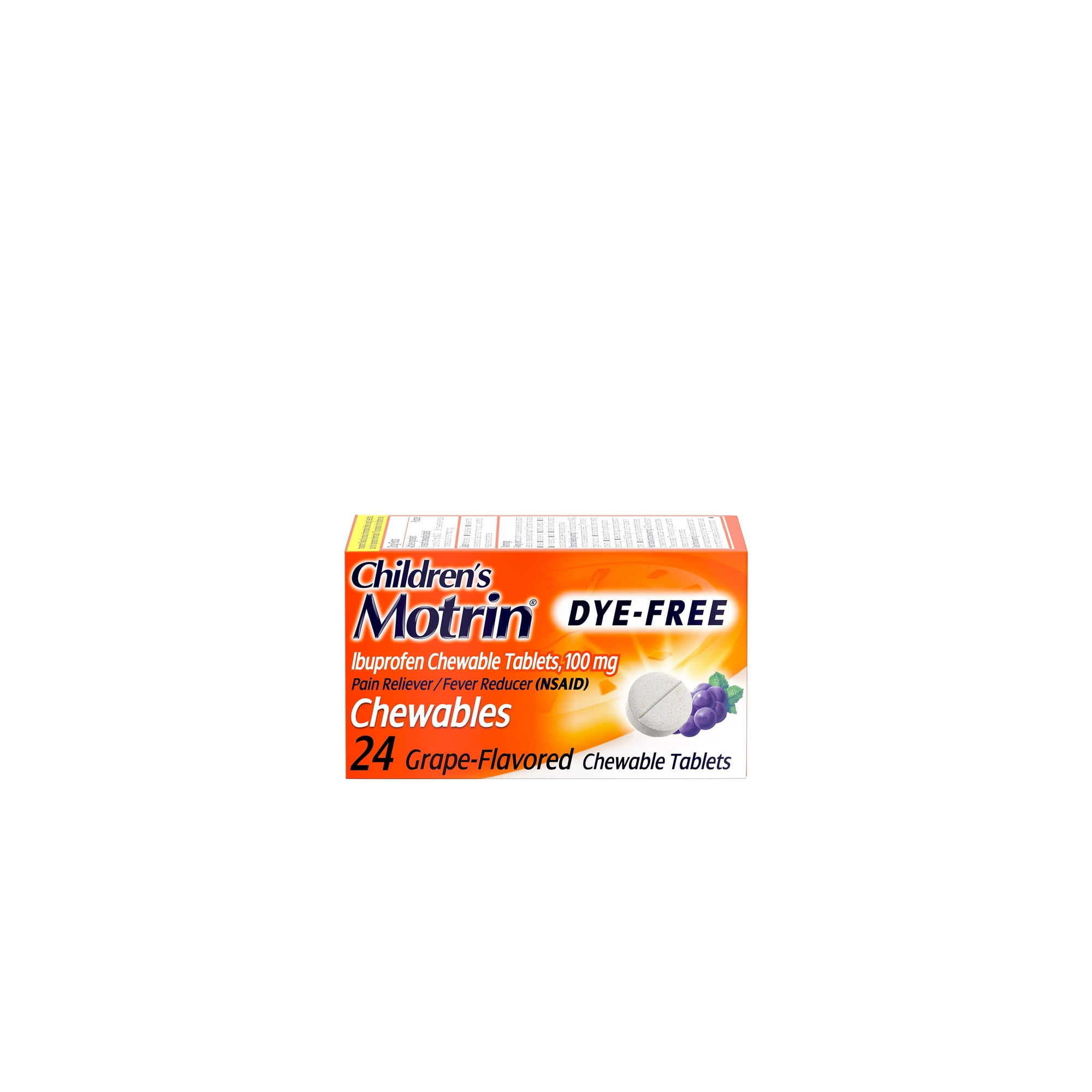 Children's Motrin Dye-Free Ibuprofen Chewable Tablets Grape 24 Ct (Pack ...
