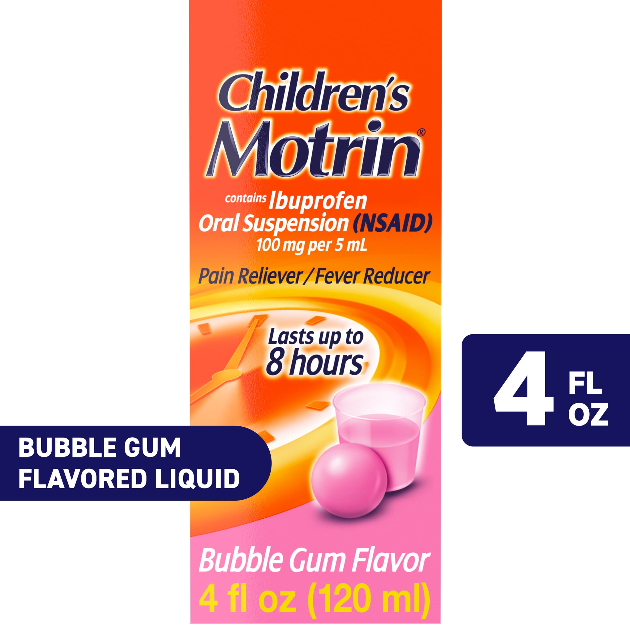 Children's Motrin Ibuprofen Fever Reducer, Bubblegum Flavor, 4 fl. oz ...
