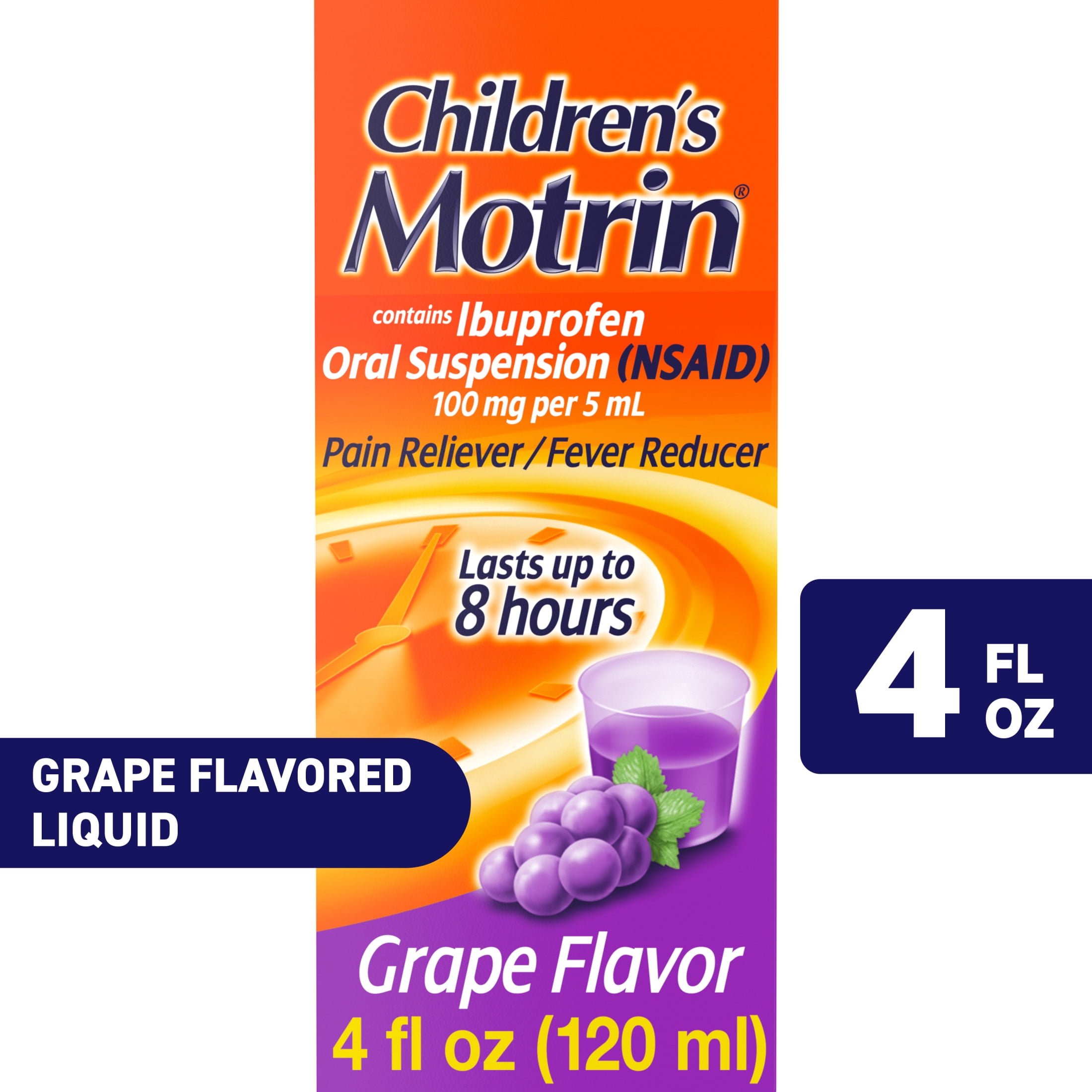 Children's Motrin Oral Suspension, Pain Relief, Ibuprofen, Grape ...