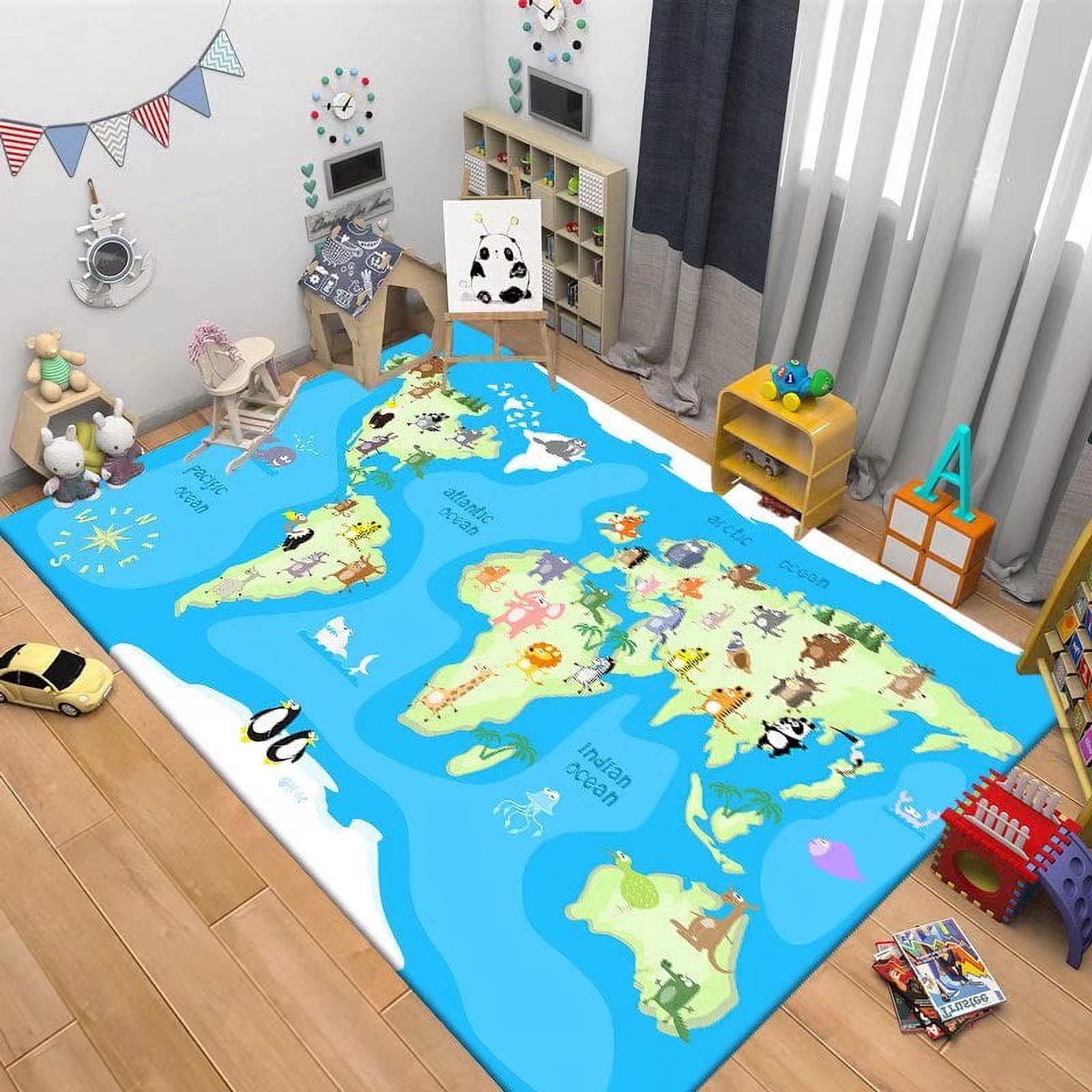 Children's Navigation Map Pattern Carpet Baby Game Crawling Rugs for ...
