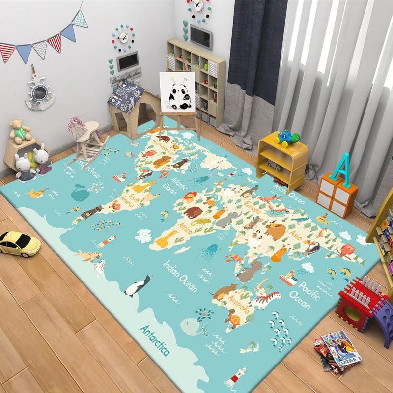 Children's Navigation Map Pattern Carpet Baby Game Crawling Rugs for ...