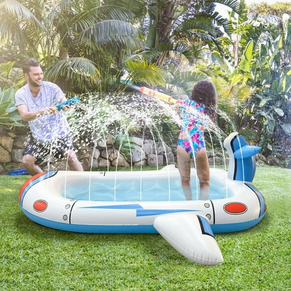 AirSMall Children's Inflatable Water Spray Mat, Airplane Shape Pool ...