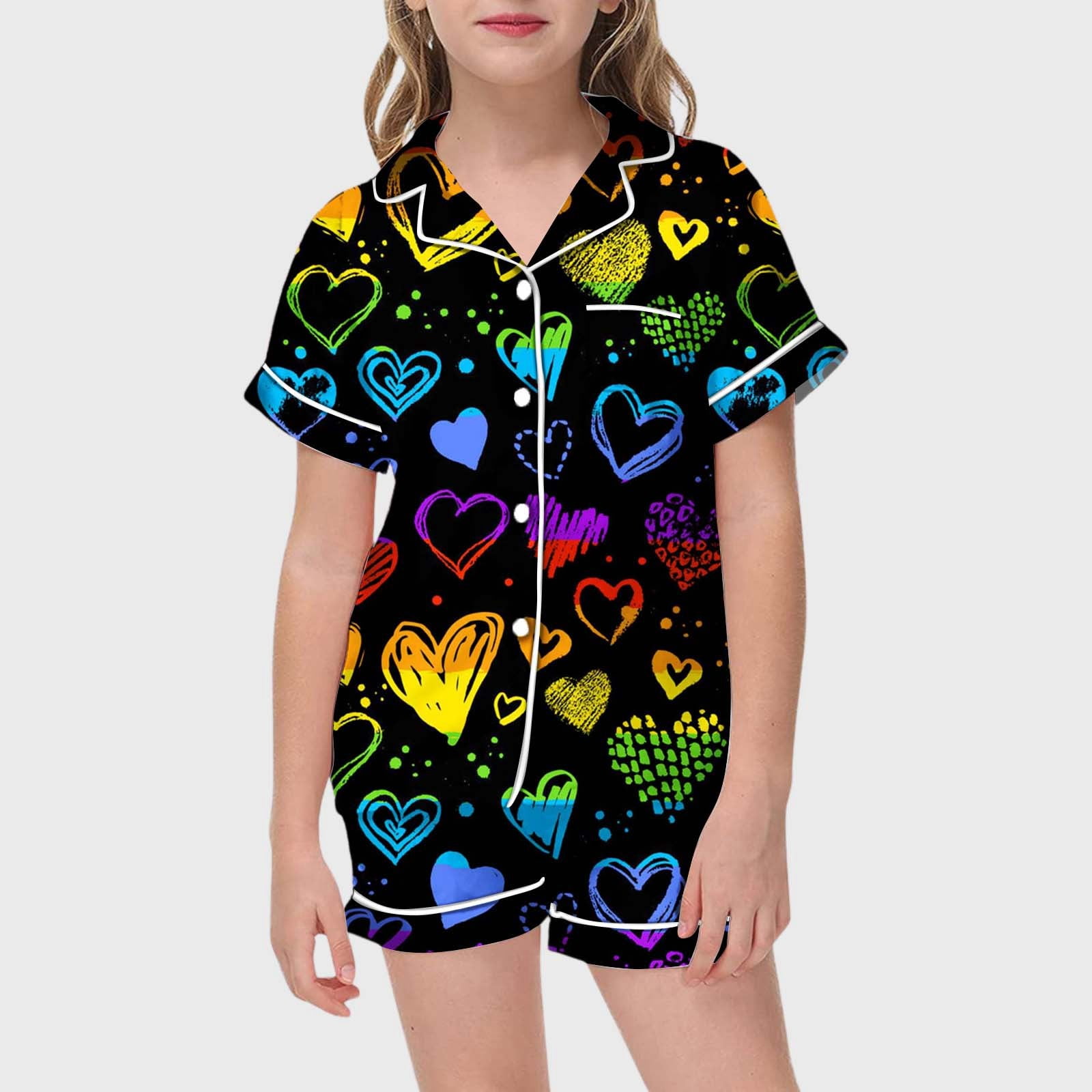 Children's Pajamas Set Valentines Day Pajamas Love Themed Top and Pants ...