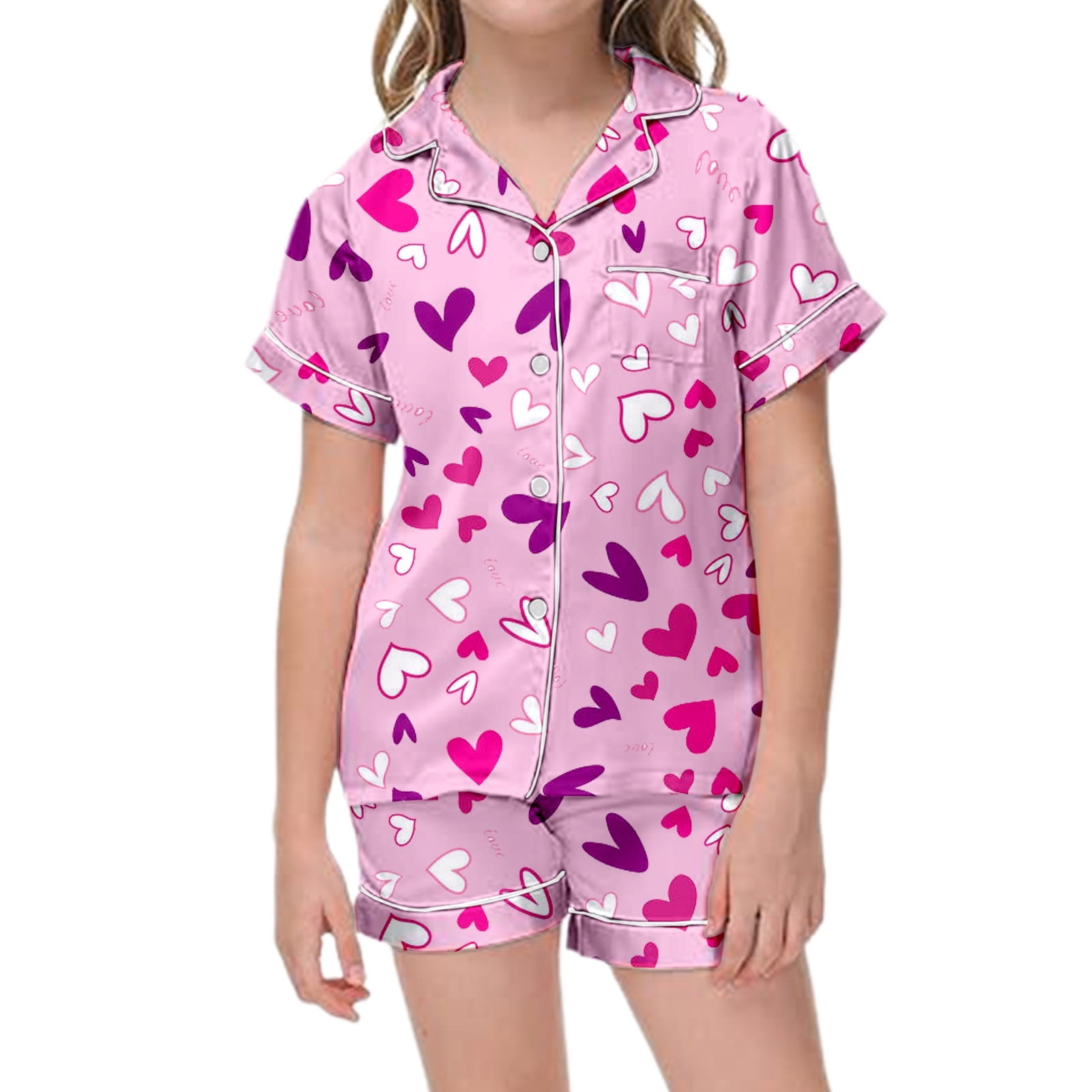 Children's Pajamas Set Valentines Pajamas Love Themed Short Sleeve Top ...
