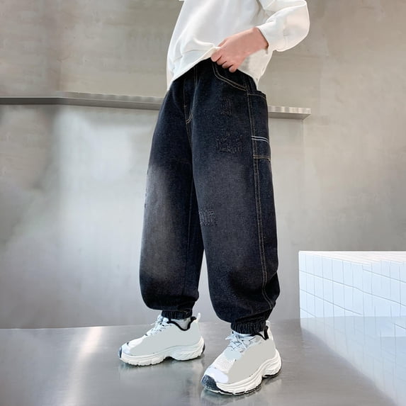 Children's Pants Boys' Wide Leg Pants Medium To Large Boys' Denim ...