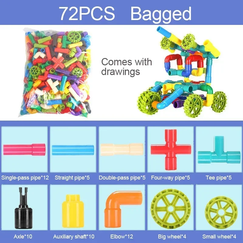 Children's Pipe Building Blocks Toy Assembly Plastic Water Pipe ...