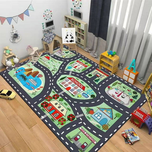 Children's Play Crawl Mat Road Traffic Route Map Carpet Living Room ...