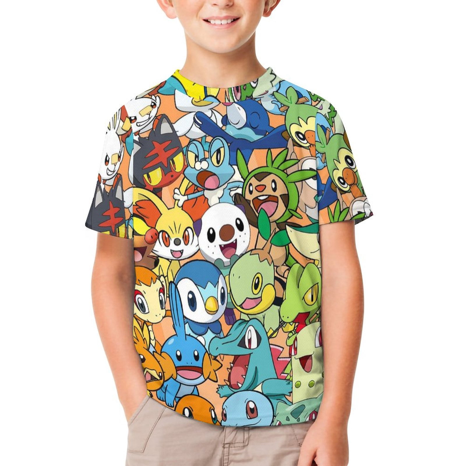 Children's Poke_mon T-Shirt Customized Short Sleeve Novelty Crewneck ...