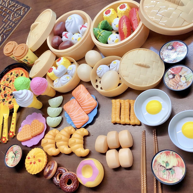 Children's Pretend Play Kitchen Toys Simulation Food Breakfast BBQ Hot ...