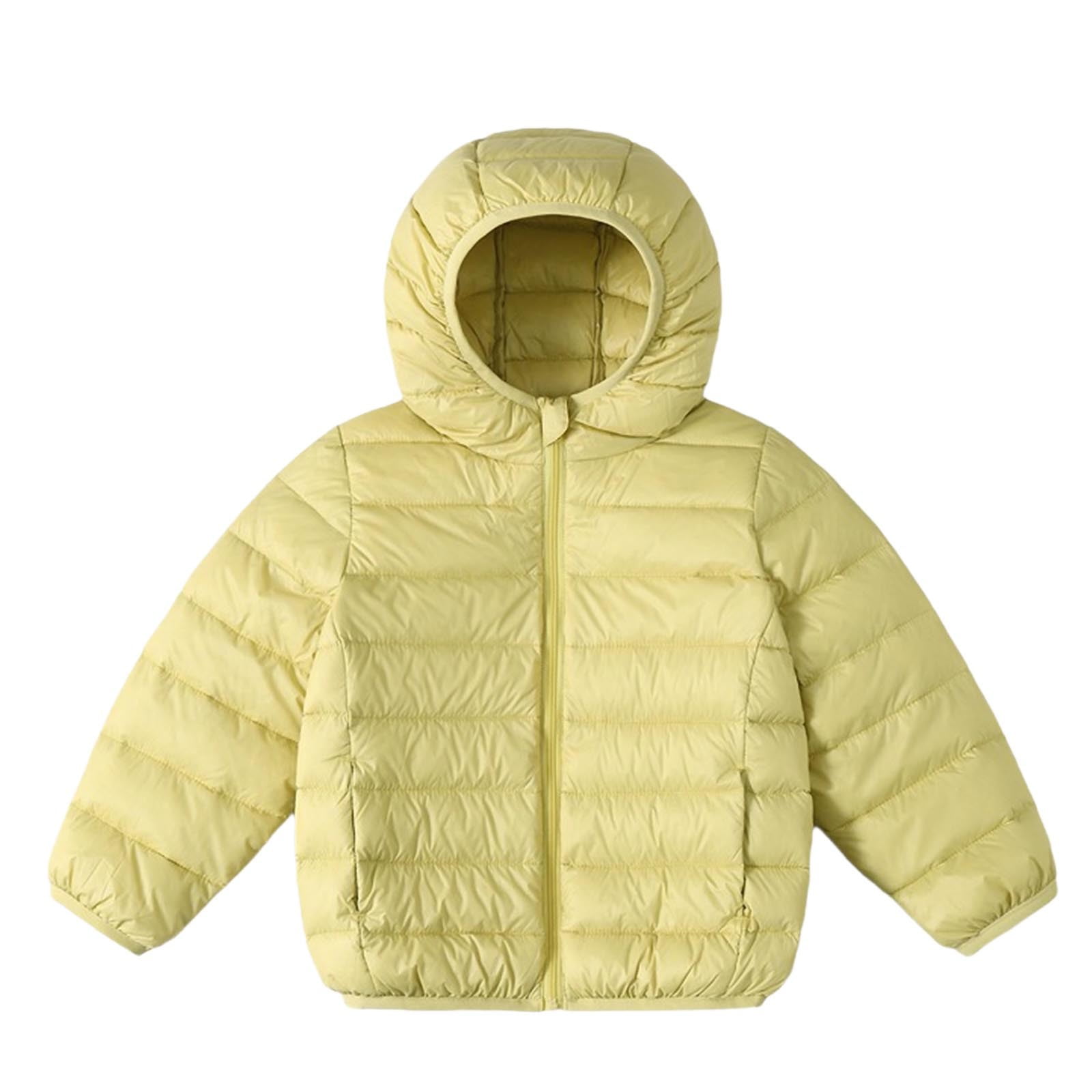Children's Puffer Jacket Hoodie Kids Solid Color Zipper Packable Hooded ...