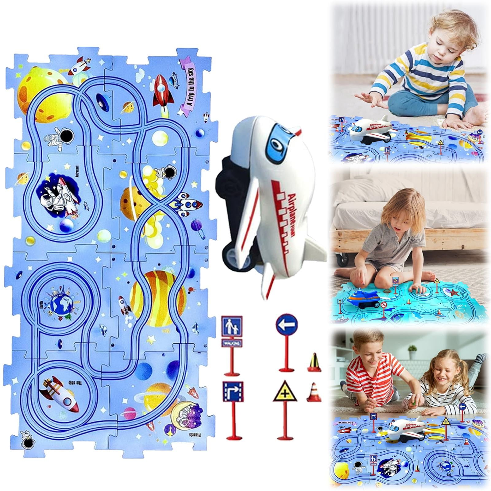 Children's Puzzle Track Car DIY Assembly City Map Scene Construction ...