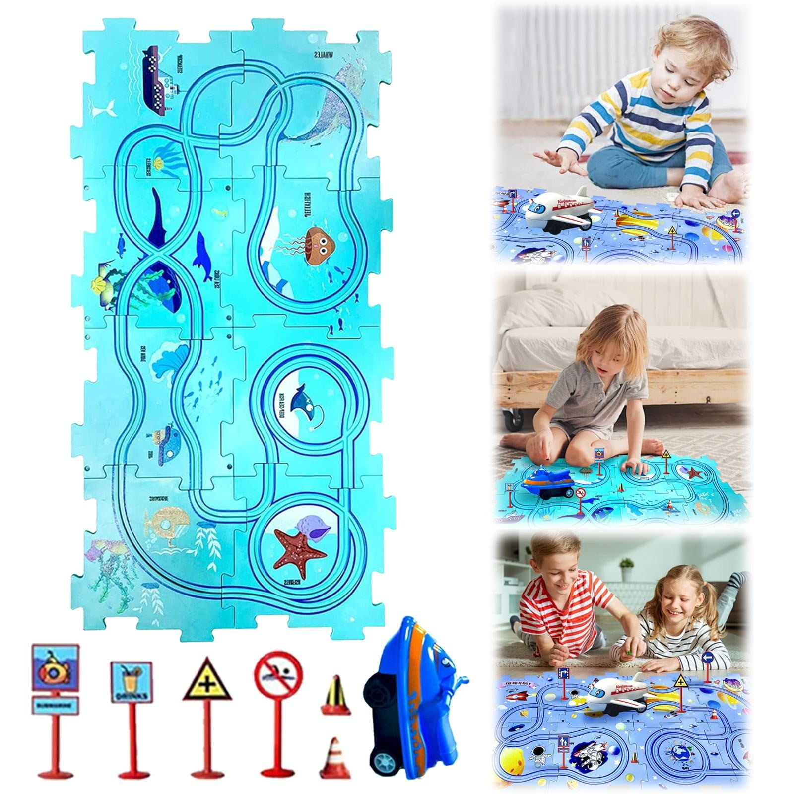 Children's Puzzle Track Car DIY Assembly City Map Scene Construction ...