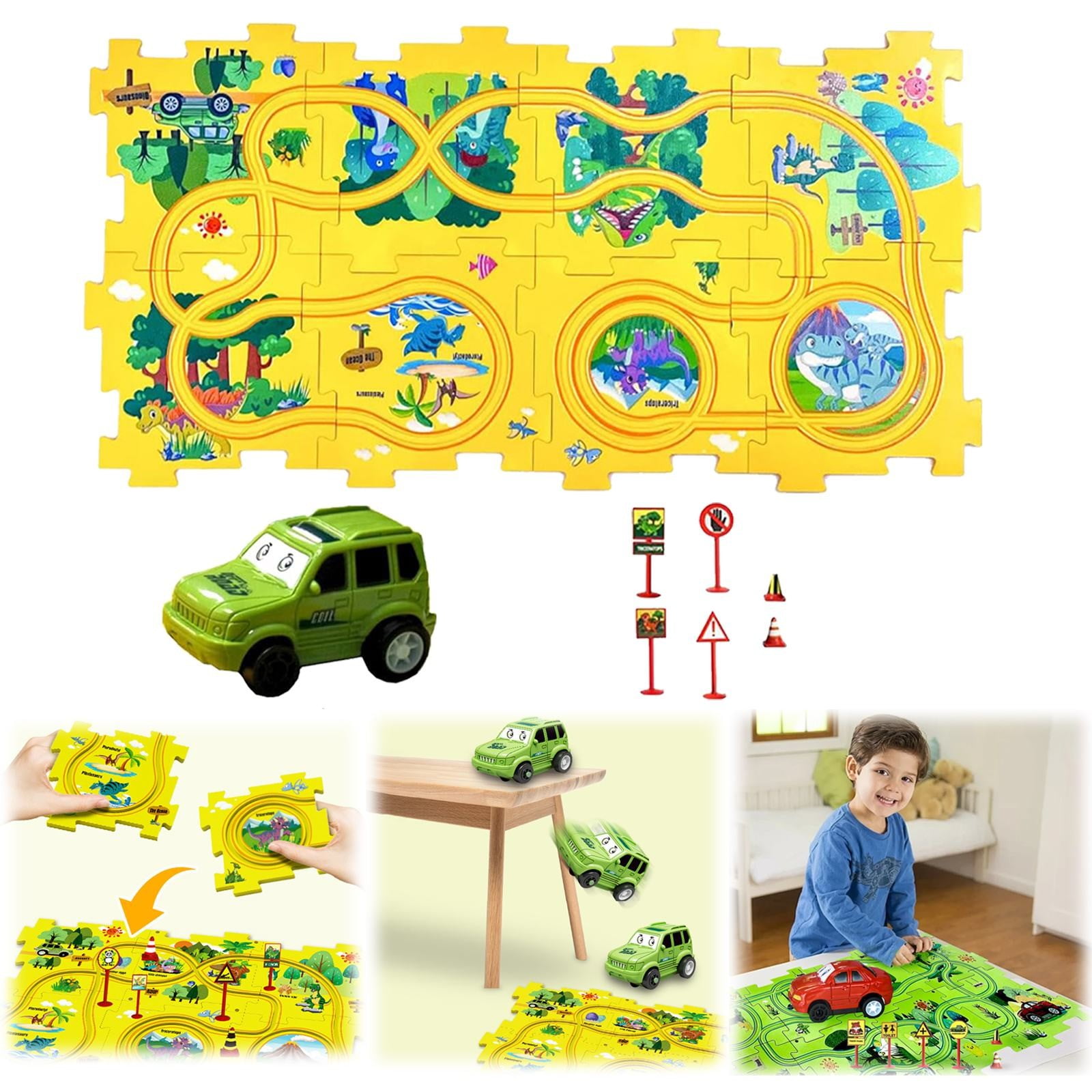 Children's Puzzle Track Car DIY Assembly City Map Scene Construction ...