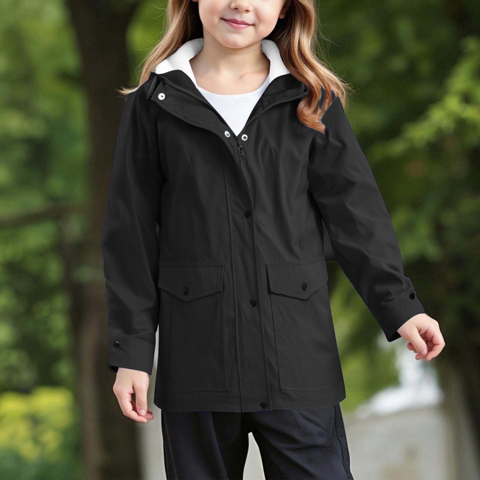 Children's Rain Jacket Girls Lined Raincoat Windbreaker Hooded Jacket ...