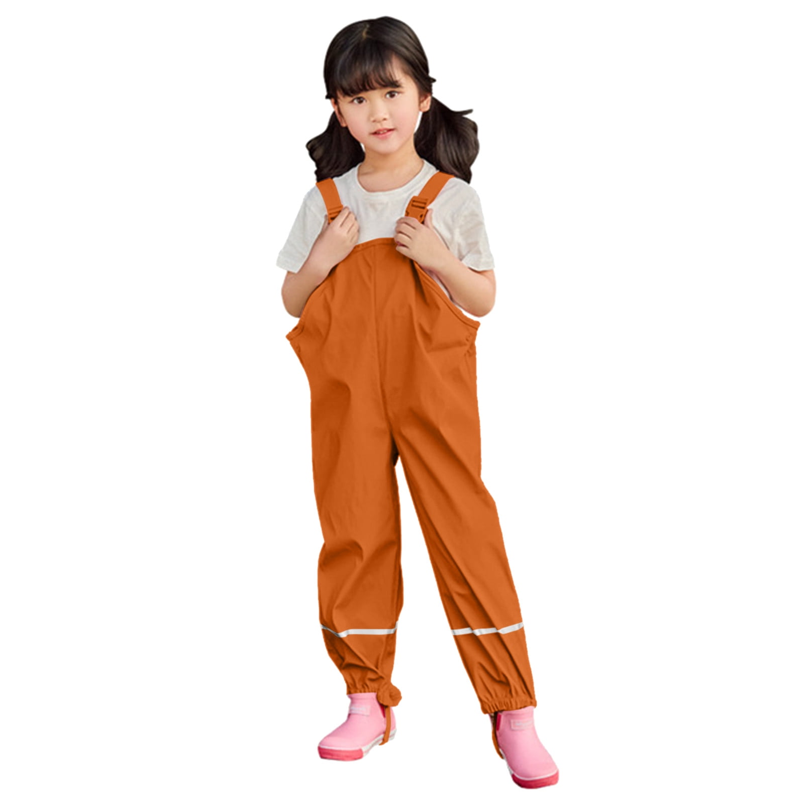 Children's Rain Pants Mud Proof Rain Suspender Trousers Girls Bib ...