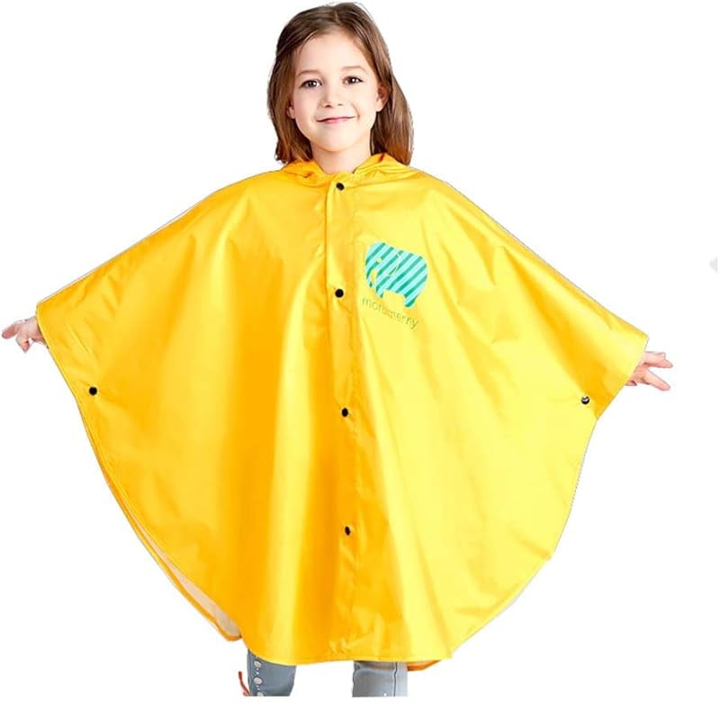 Children's Rain Poncho Girls Boys Rain Cape Waterproof Breathable 100% Rainproof Raincoat Unisex ...