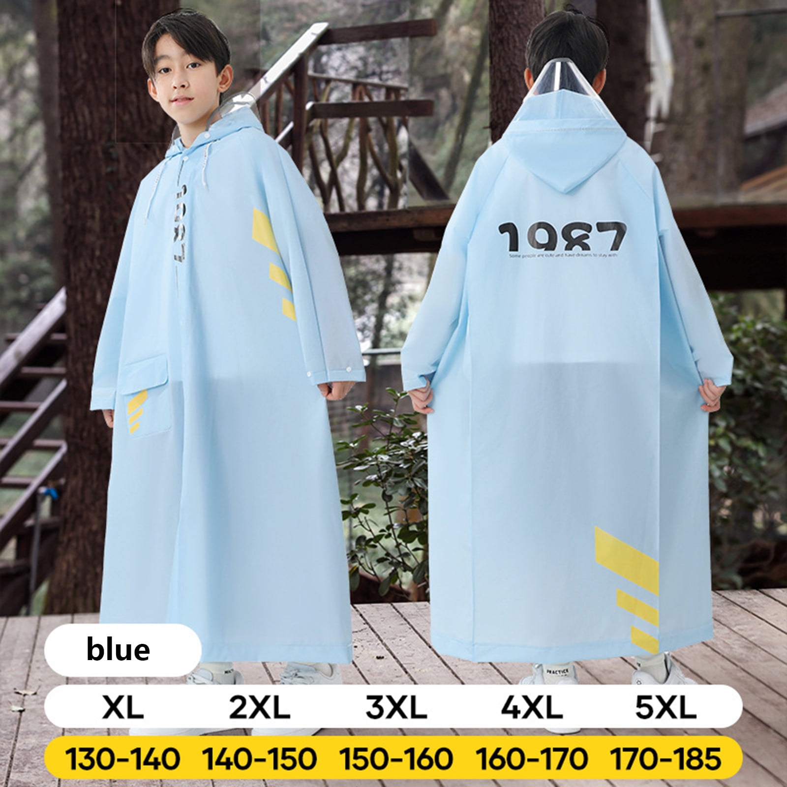Children's Raincoat Hidden Backpack Riding Rain Suit Long Large Children's School Poncho Kid ...