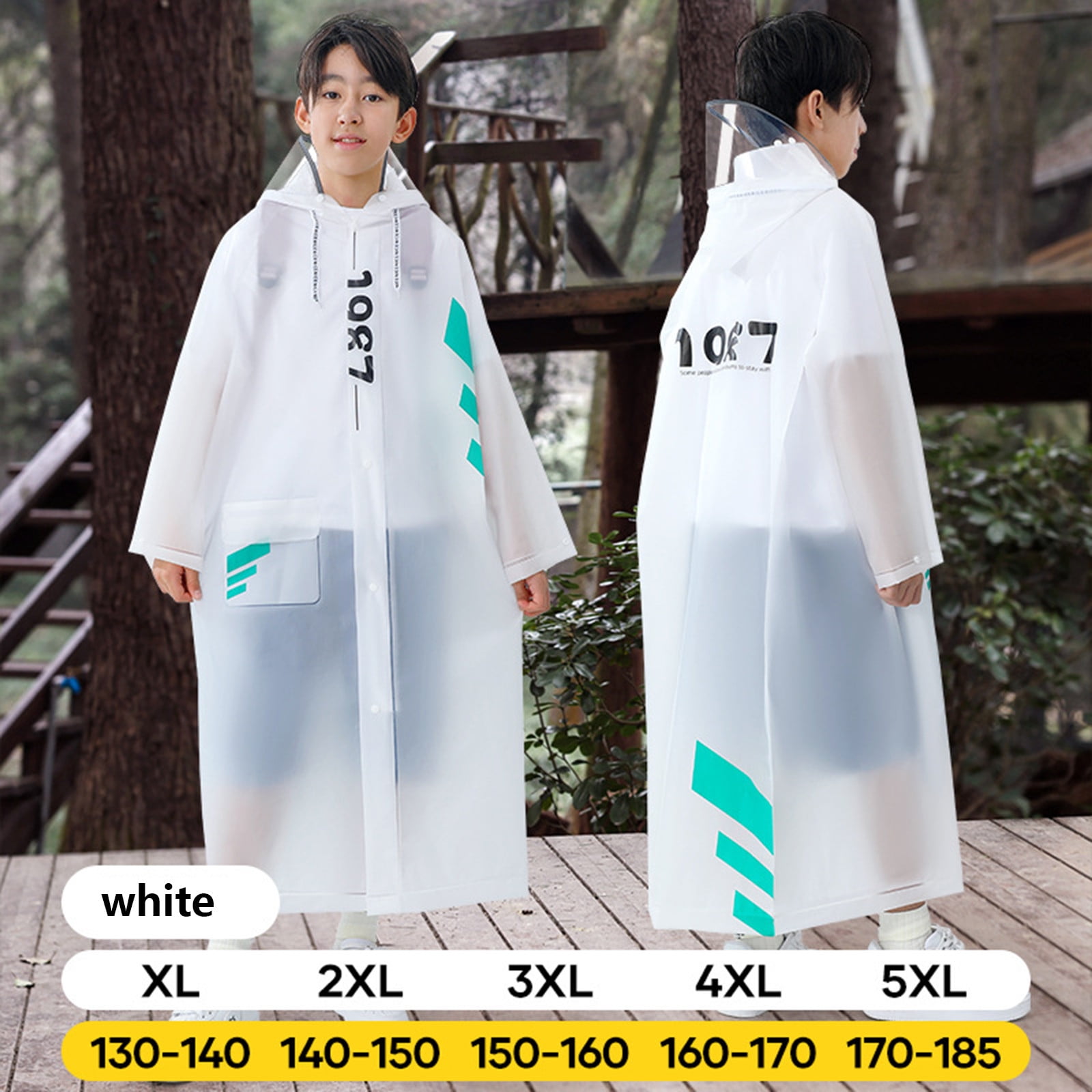 Children's Raincoat Hidden Backpack Riding Rain Suit Long Large Children's School Poncho Kids ...