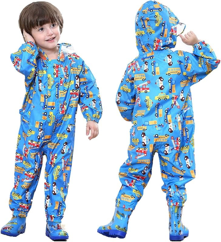 Children's Raincoat with Hood Girls Boys Waterproof Rain Suit All in ...