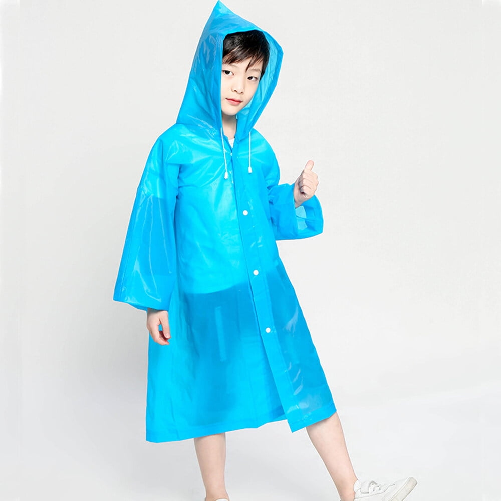 Children's Raincoat Thickened Waterproof Girls Boy Rain Coat Kids Clear Transparent Hooded Rain ...