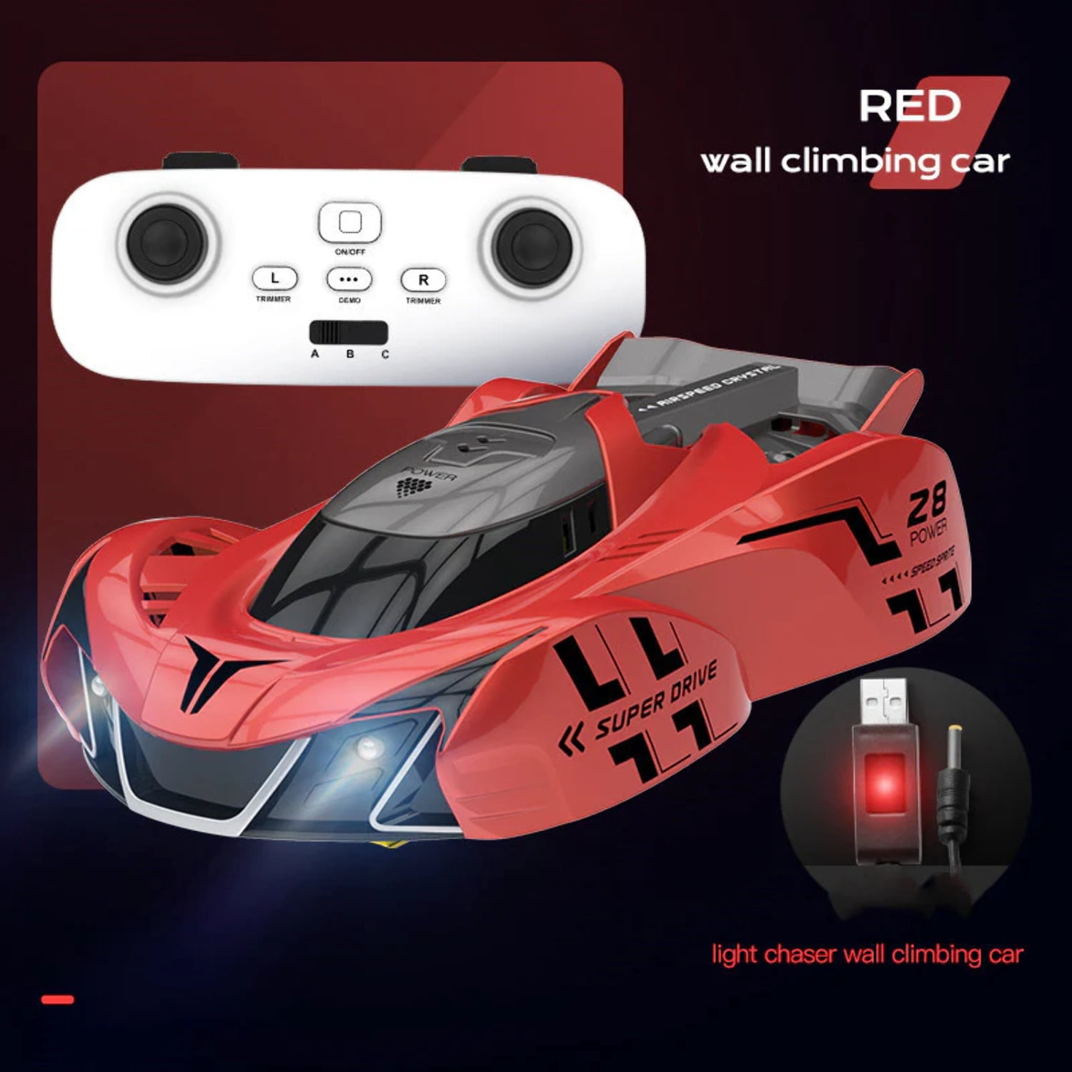 Children's Remote Control Car Wall Suction Car Four-wheel Drive ...