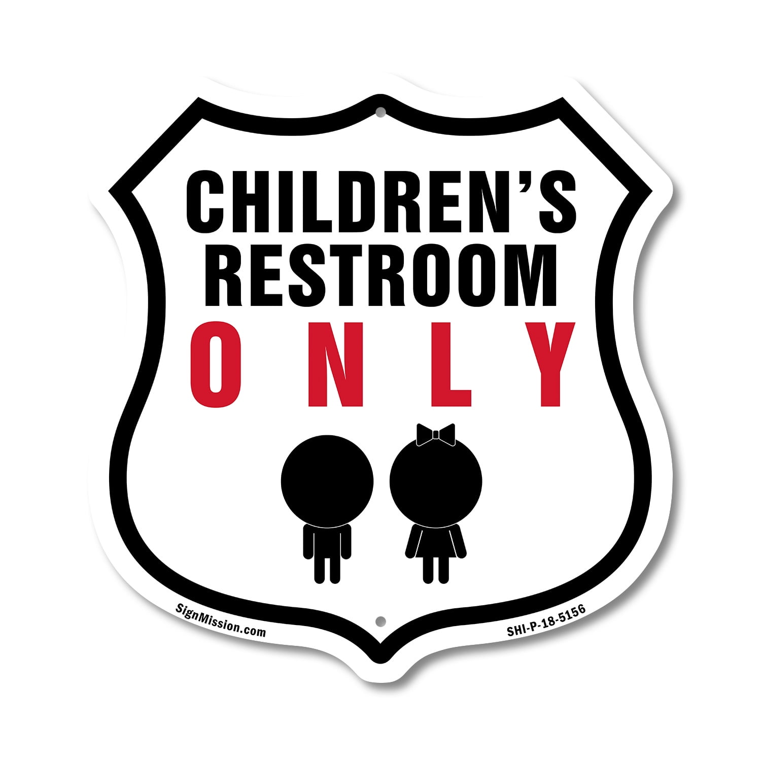 Children's Restroom Only 12 inch X 12 inch Shield Shaped Commercial ...