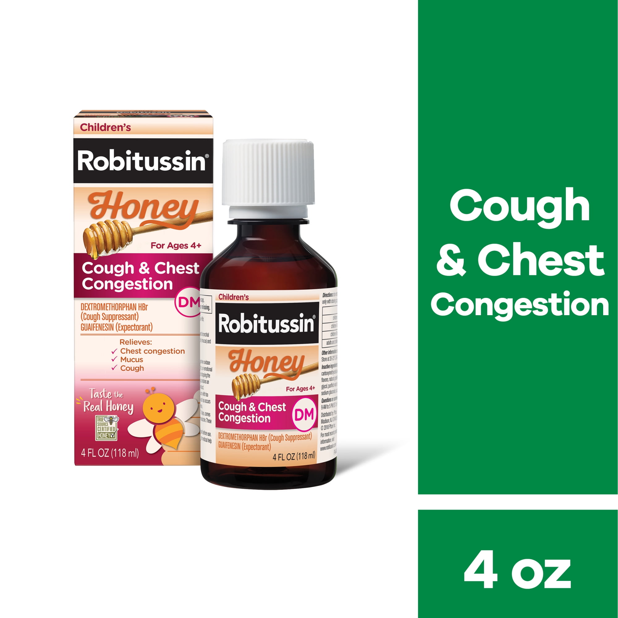 Children's Robitussin Kids Cough Congestion DM and Cold Medicine, Honey ...