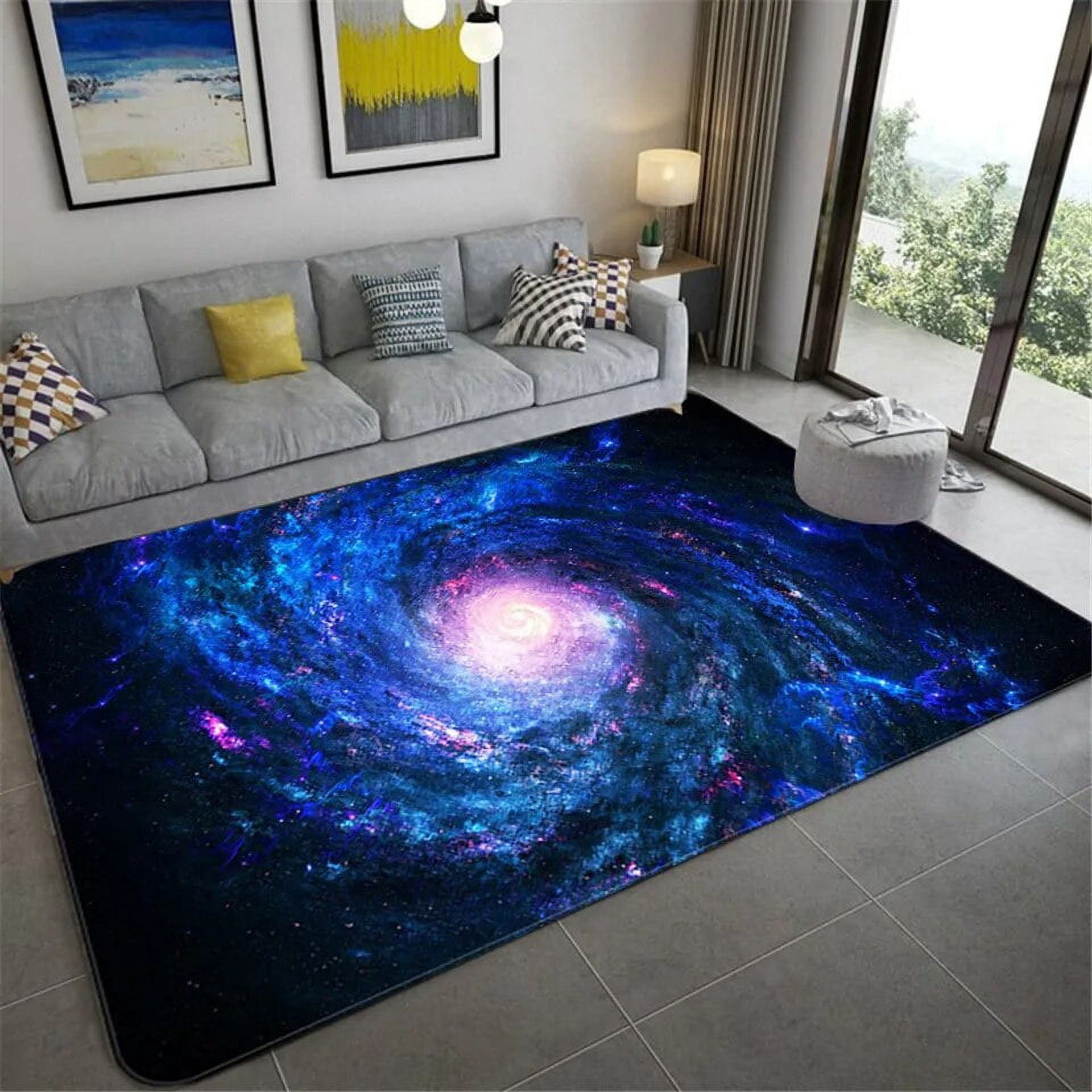Children's Room Blue Star Sky Soft Flange Mattress Space Carpet Bedroom ...