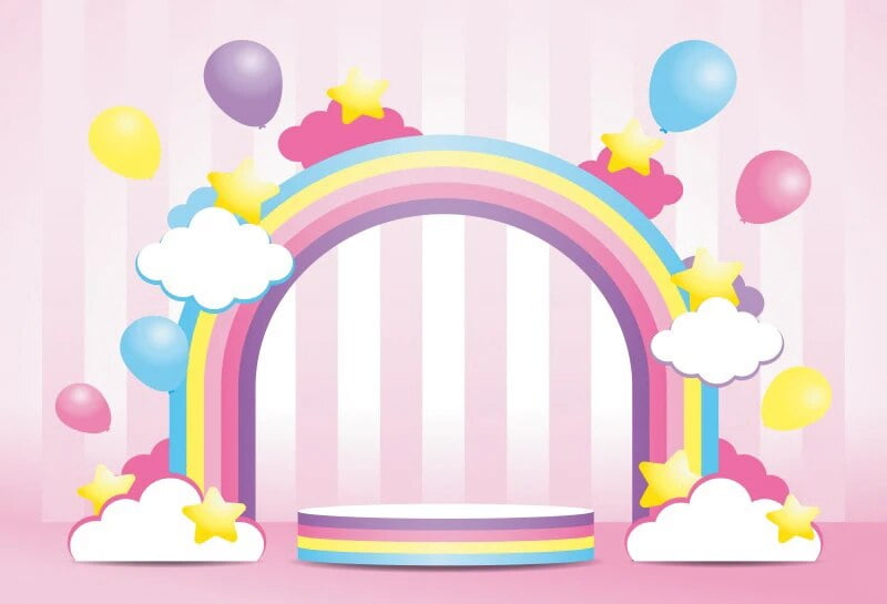 Children's Room Decor Baby Birthday Background Pink Stripes Bridge ...