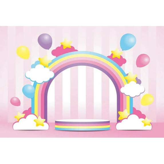 Children's Room Decor Baby Birthday Background Pink Stripes Bridge ...