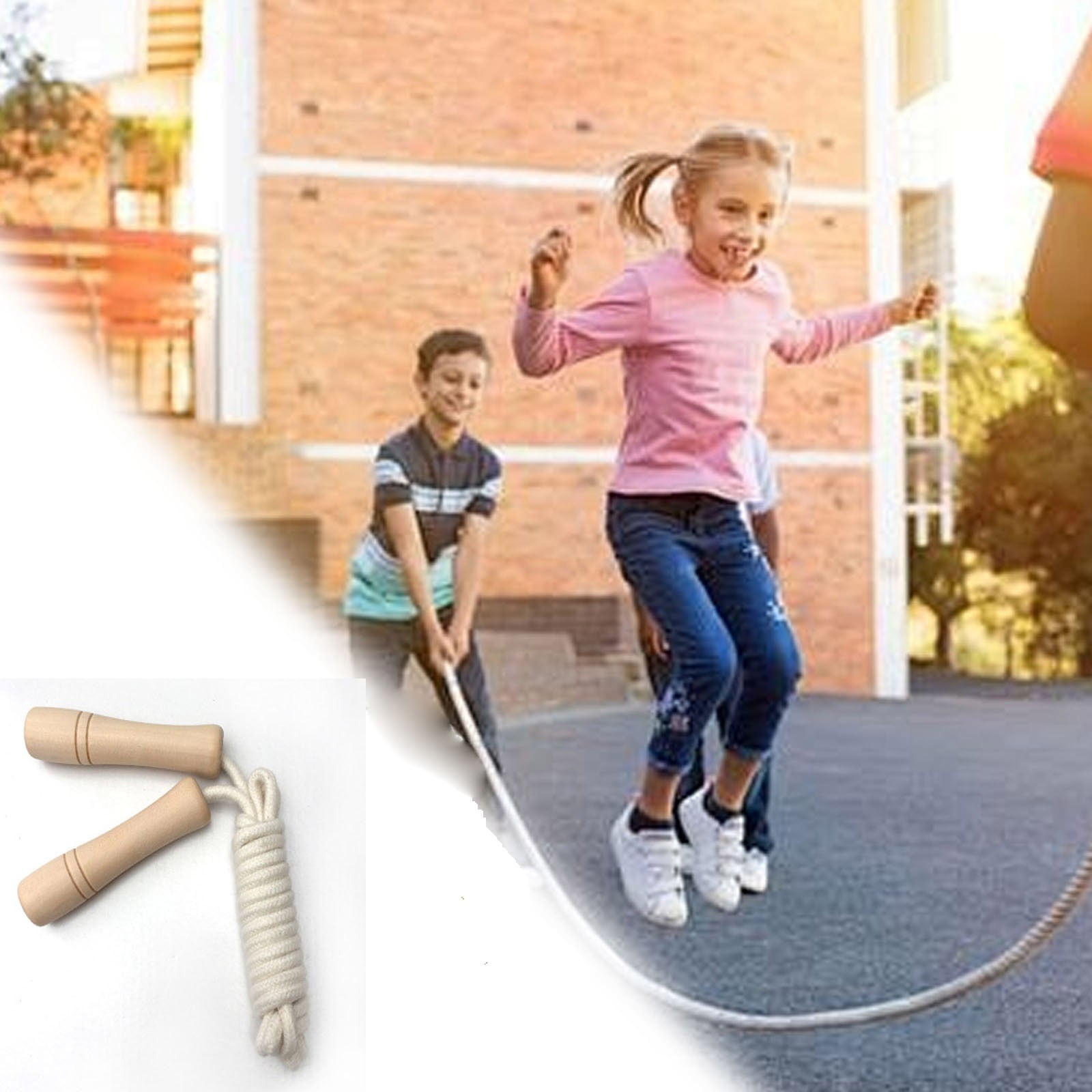 Children's Rope Fitness Equipment Outdoor Sports Wooden Handle Rope ...