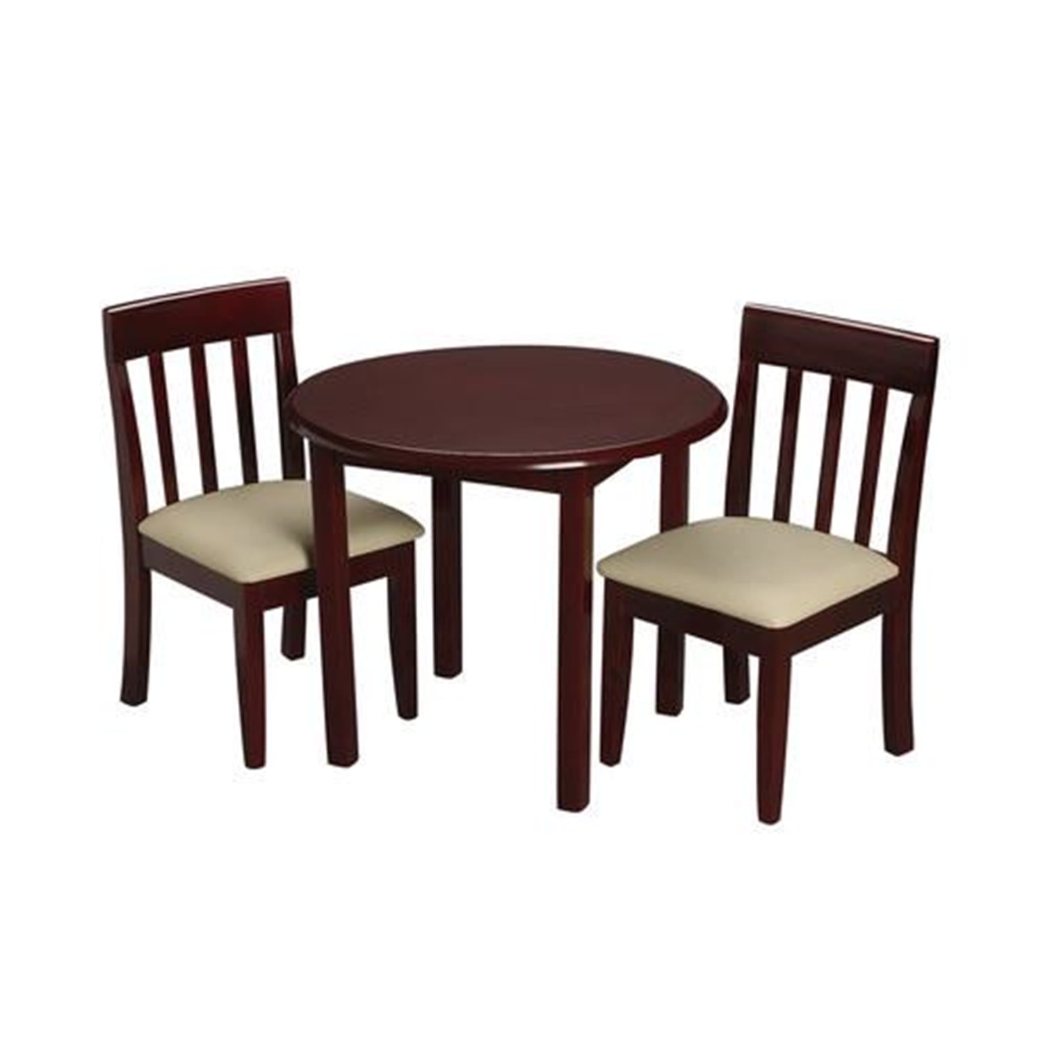 Children's Round Table with 2 matching Upholstered chairs-Finish:Cherry ...