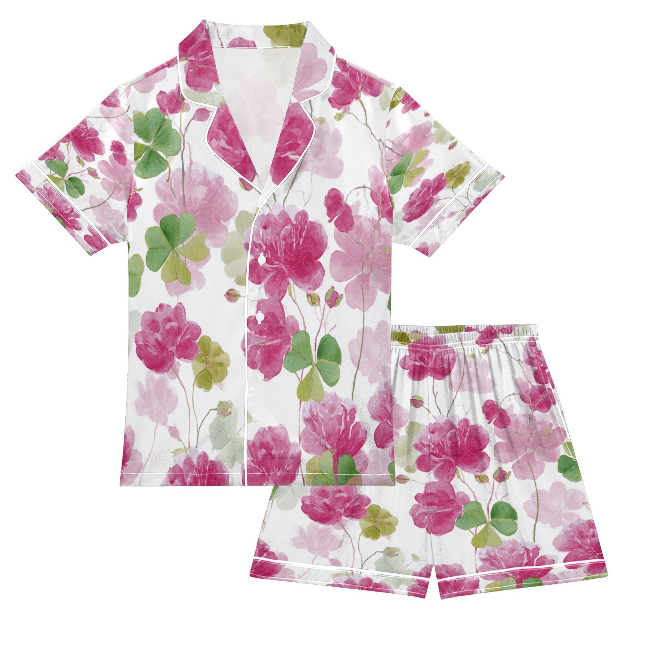 Children's Satin Pajama Sets Pajama Sets Button-Up Satin Pajama Set for ...