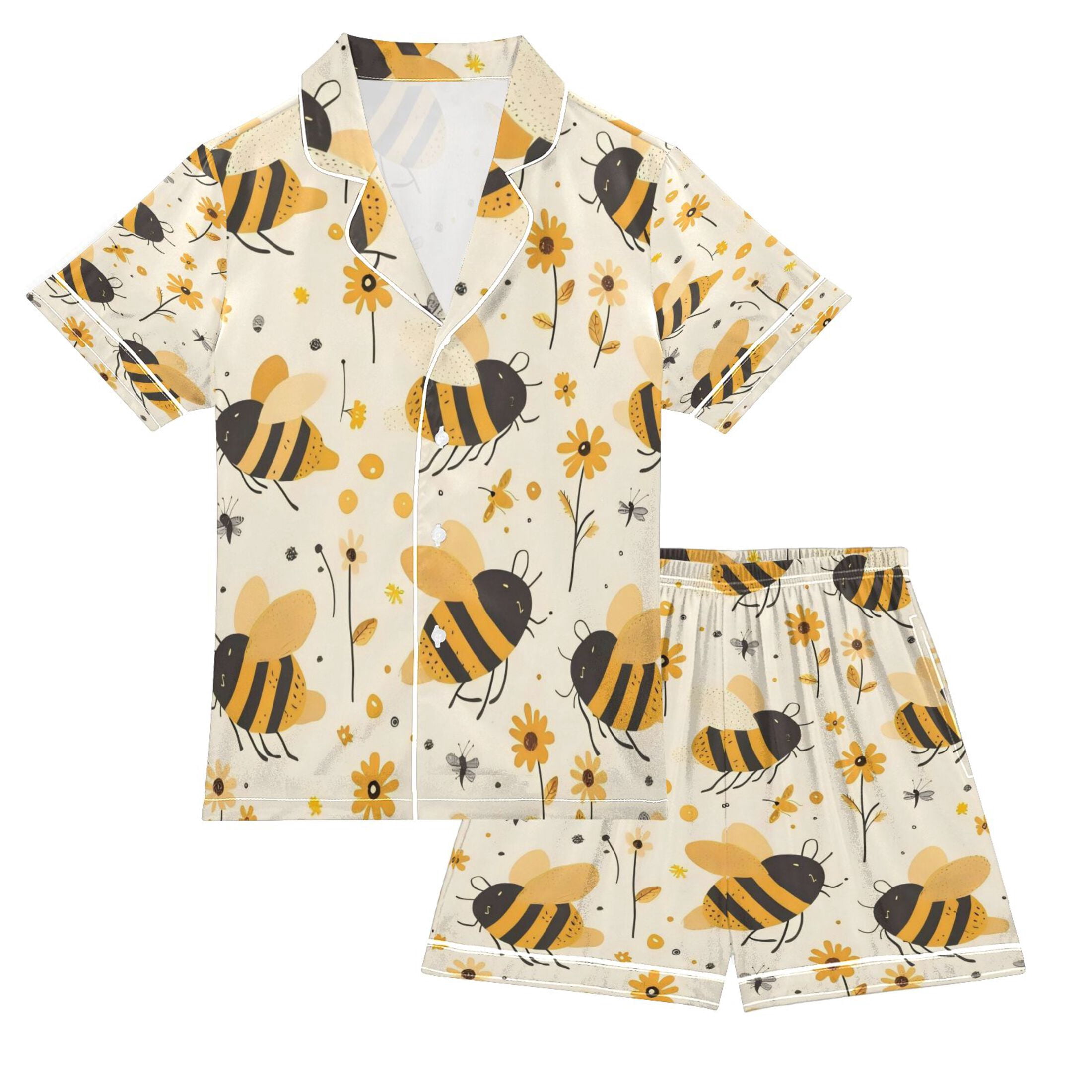 Children's Satin Pajama Sets Pajama Sets Button-Up Satin Pajama Set for ...