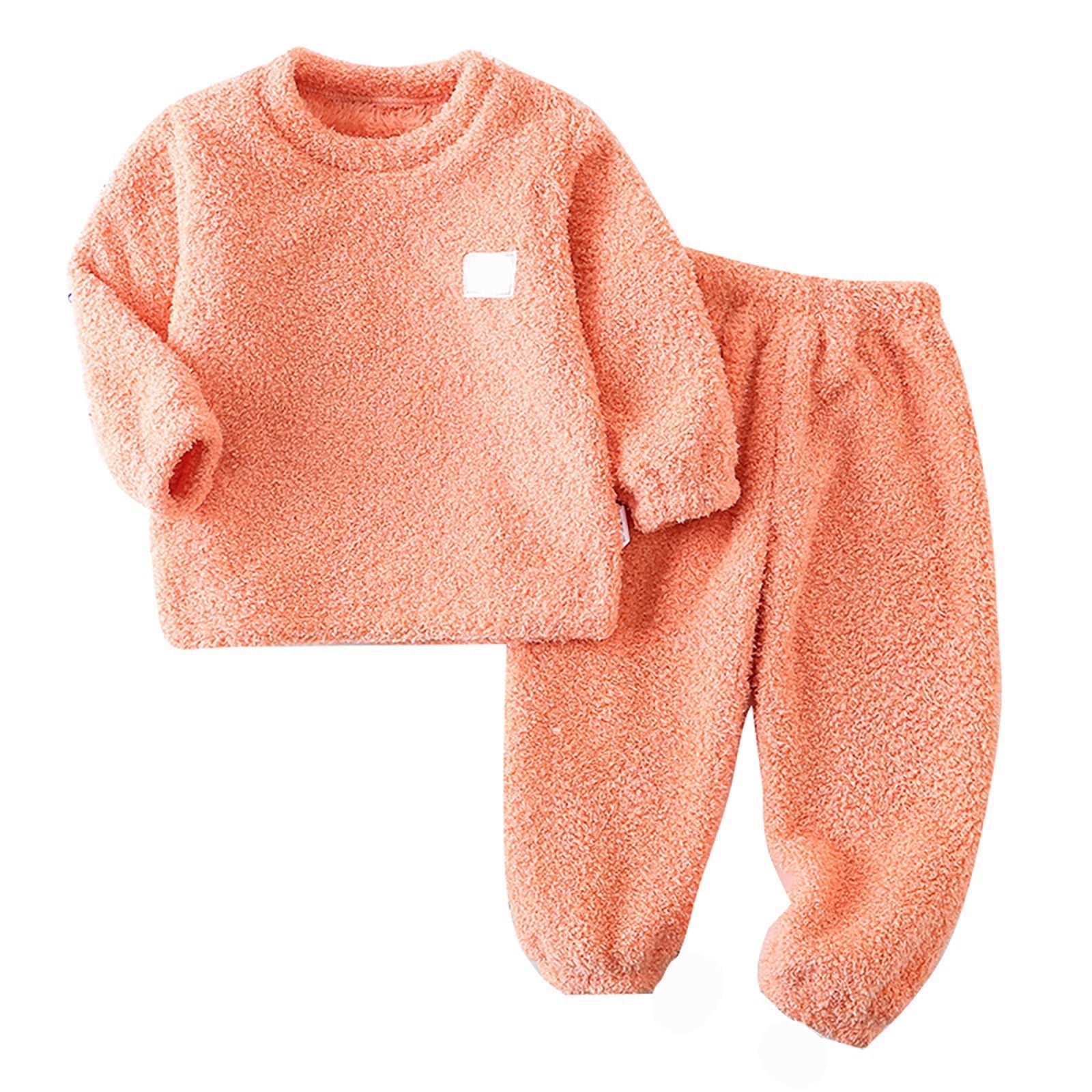 Children's Set Baby And Pajamas Boys' Solid Color Homewear Girls' Fuzzy ...